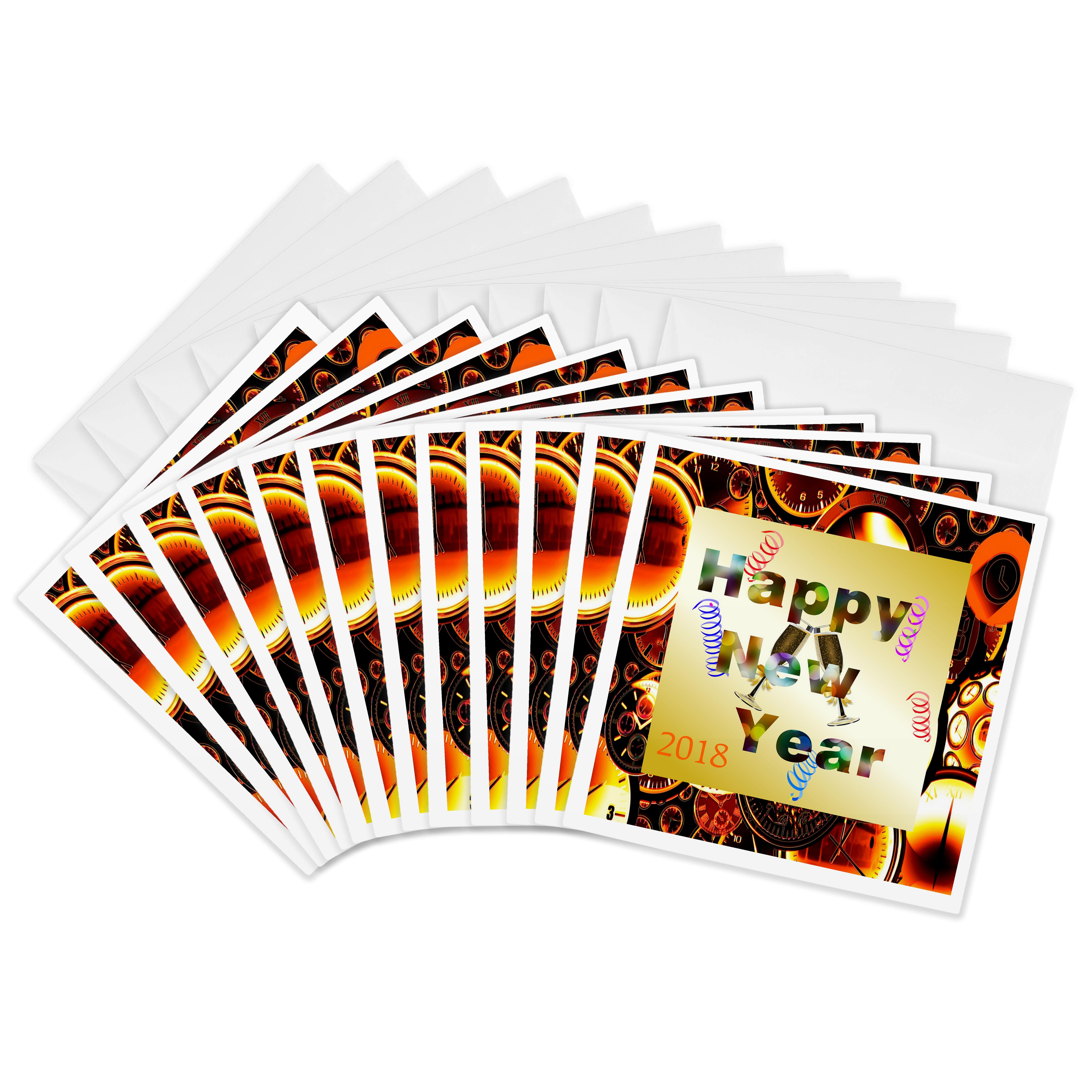 3drose, Image of Cheerful 2018 Happy New Year on Old Clocks, 12 ...