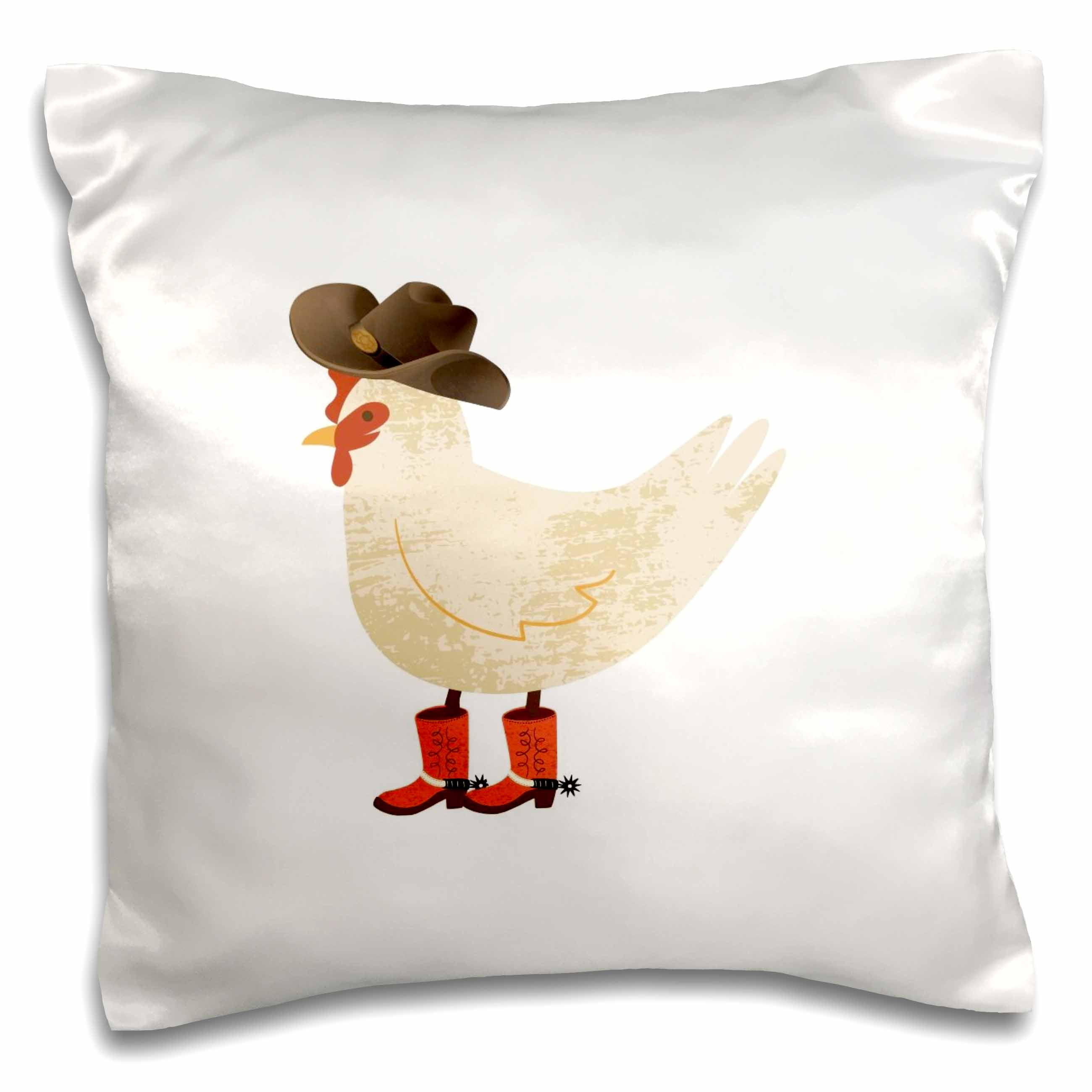 3drose, Image of Chicken in Cowboy Hat and Cowboy Boots, 16x16 inch ...