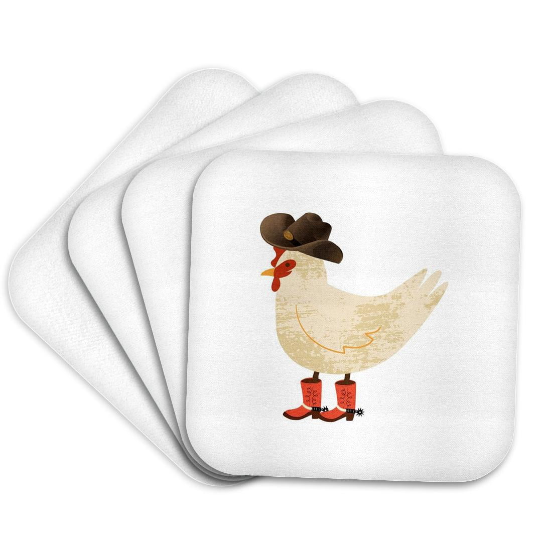 3drose, Image of Chicken in Cowboy Hat and Cowboy Boots, Set of 4 ...