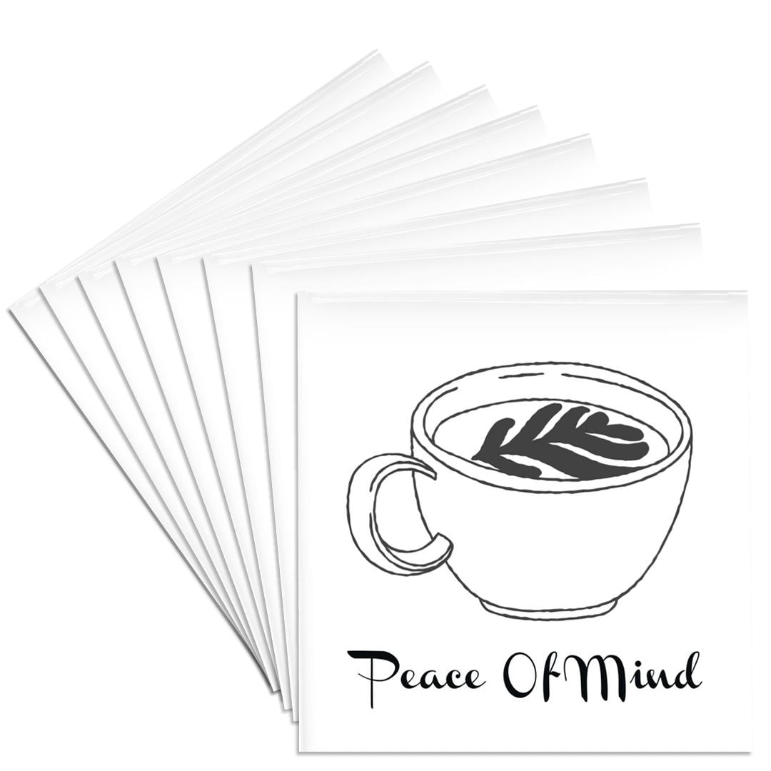 3drose, Image of Coffee Cup with Quote Peace of Mind, Set of 8 Ceramic ...