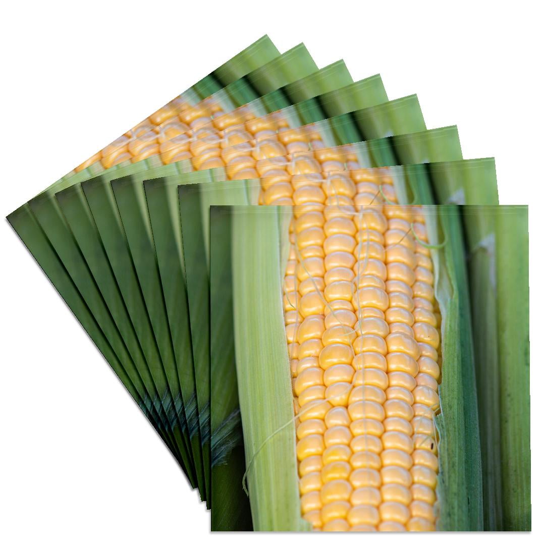 3drose, Image of Corn Cob Partially Peeled. Yellow, Green Colors, Set ...