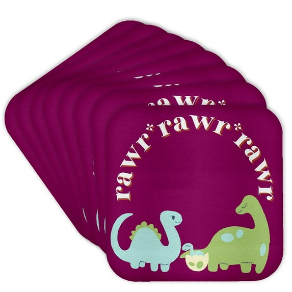 3drose, Image of Dinosaur with Text of Rawr, Set of 8 Coasters - Cork ...