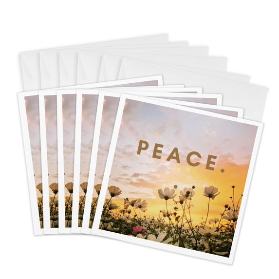 3drose, Image of Flowers with the Word Peace, 6 Greeting Cards with ...
