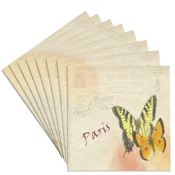 3drose, Image of French Postcard with Floral Word Paris and Butterflies ...