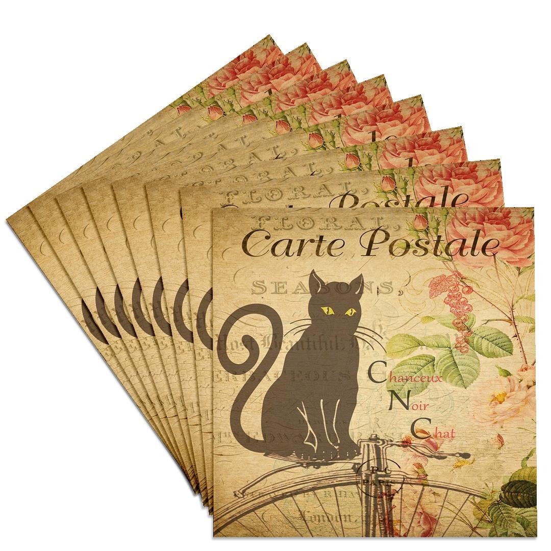 3drose, Image of French Typography Postcard with Large Brown Cat, Set ...