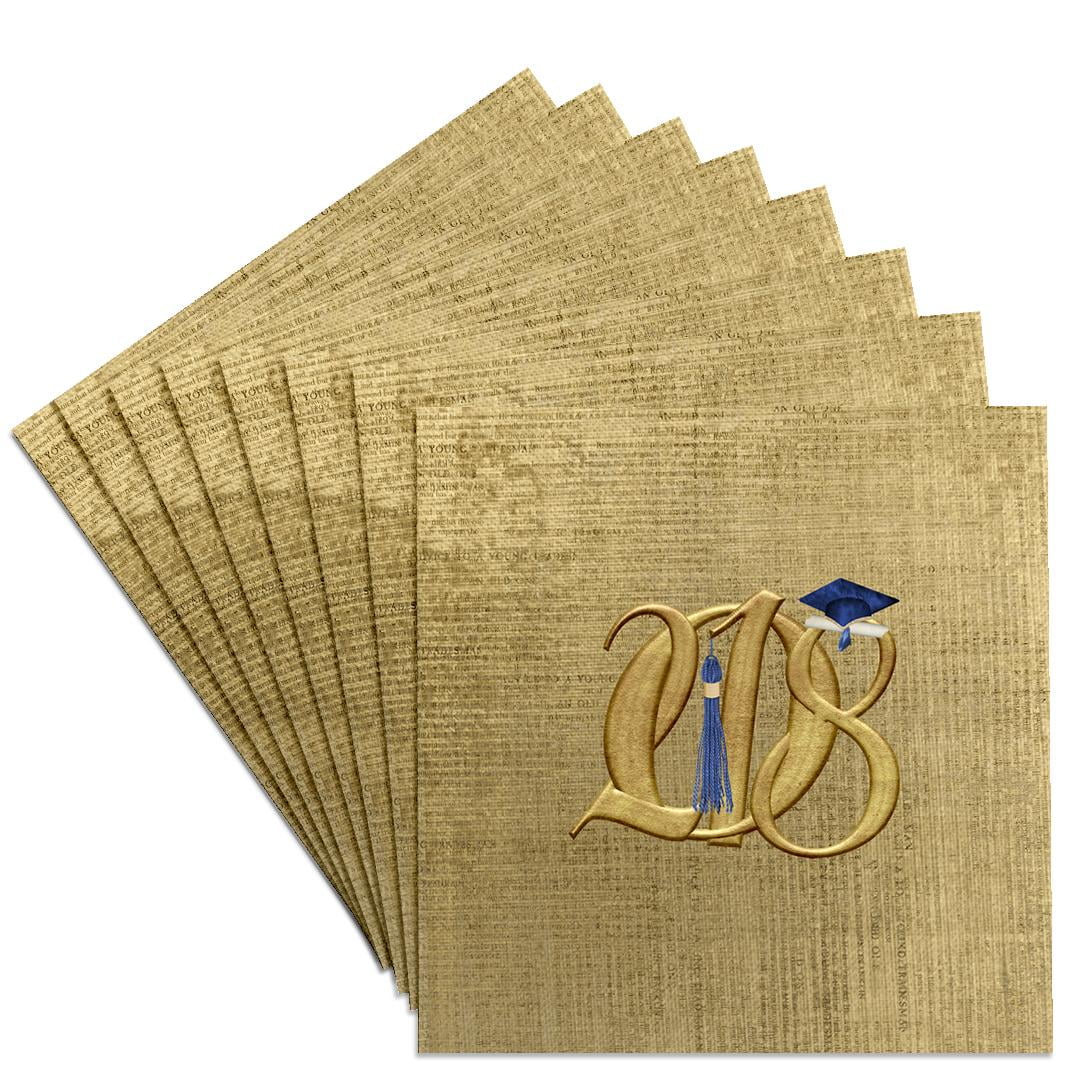 3drose, Image of Gold Entangled 2018 Blue Graduation Cap, Diploma ...