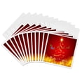 3drose, Image of Gold Modern Tree on Red with Santa and Reindeer, 12 ...