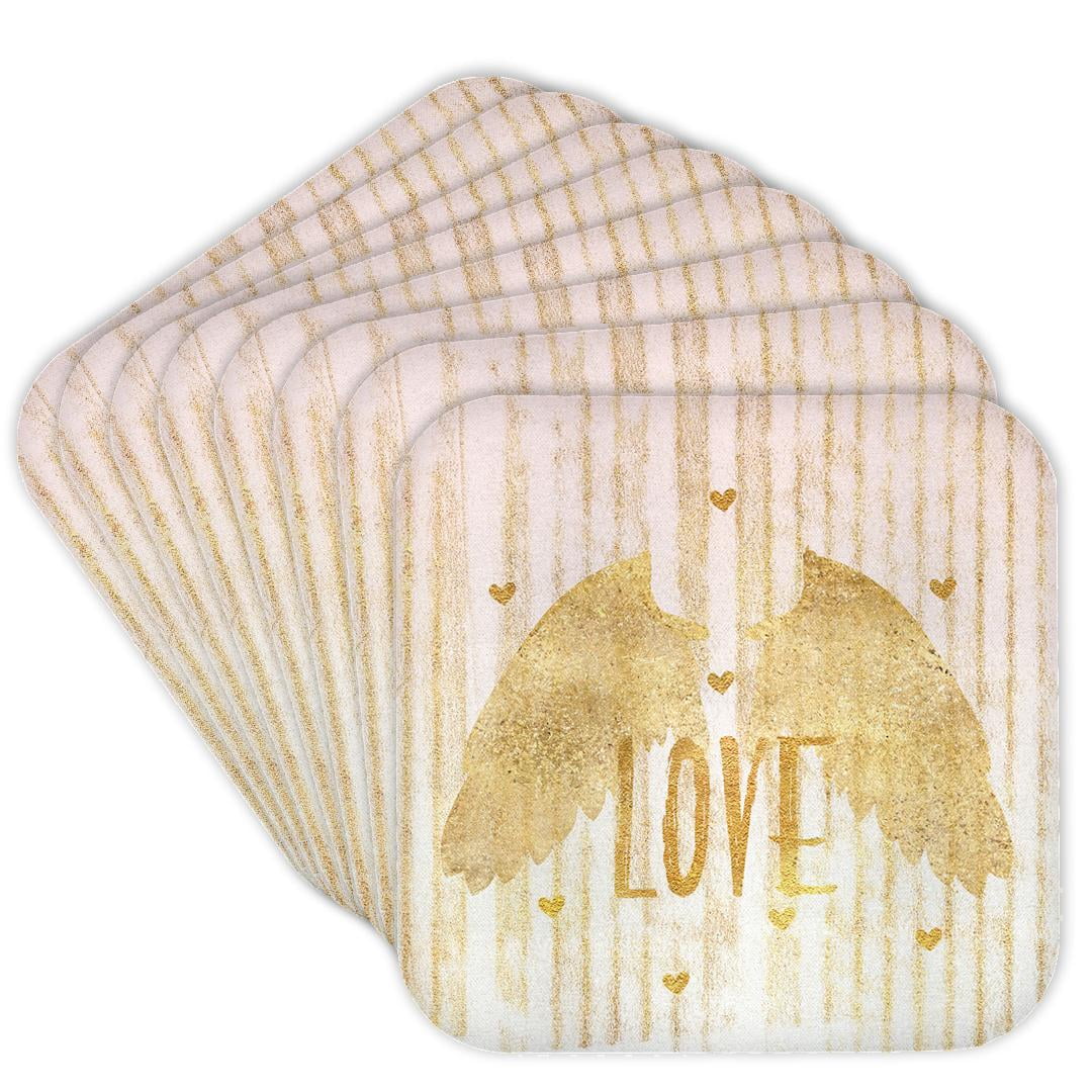 3drose, Image of Gold Stripes Hearts Love Angel Wings, Set of 8 ...