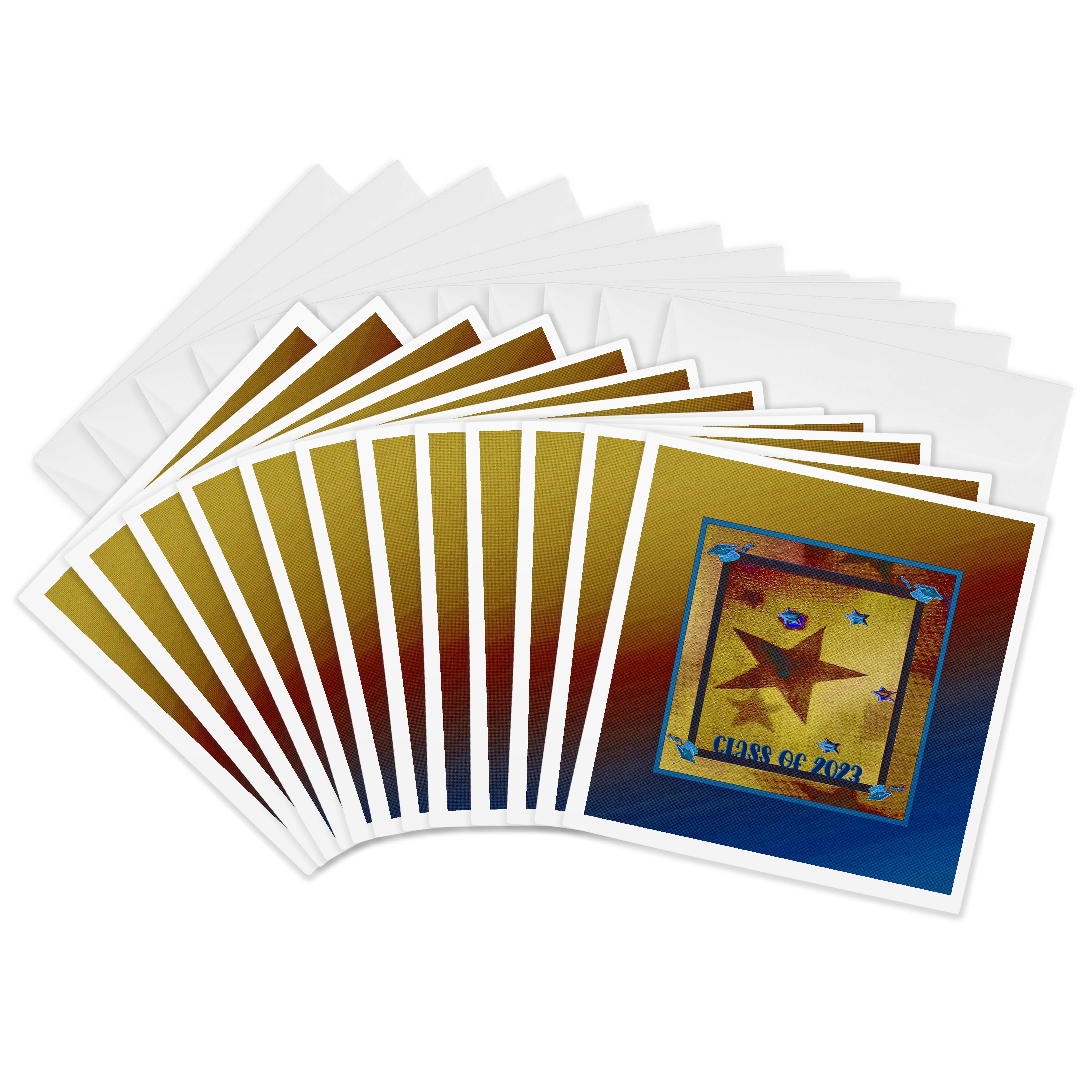 3drose, Image of Graduation Caps and Stars, Gold and Blue, Class of ...