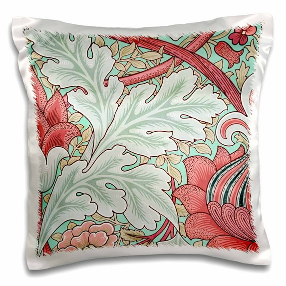 3drose, Image of Green Ivory and Rose Art Nouveau Floral, 16x16 inch ...