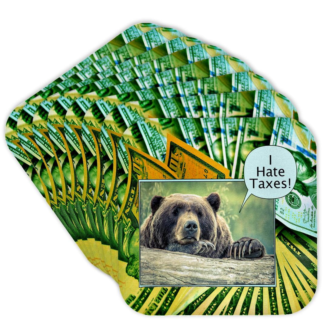 3drose, Image of Grumpy Bear, Money Background, I Hate Taxes, Set of 8 ...