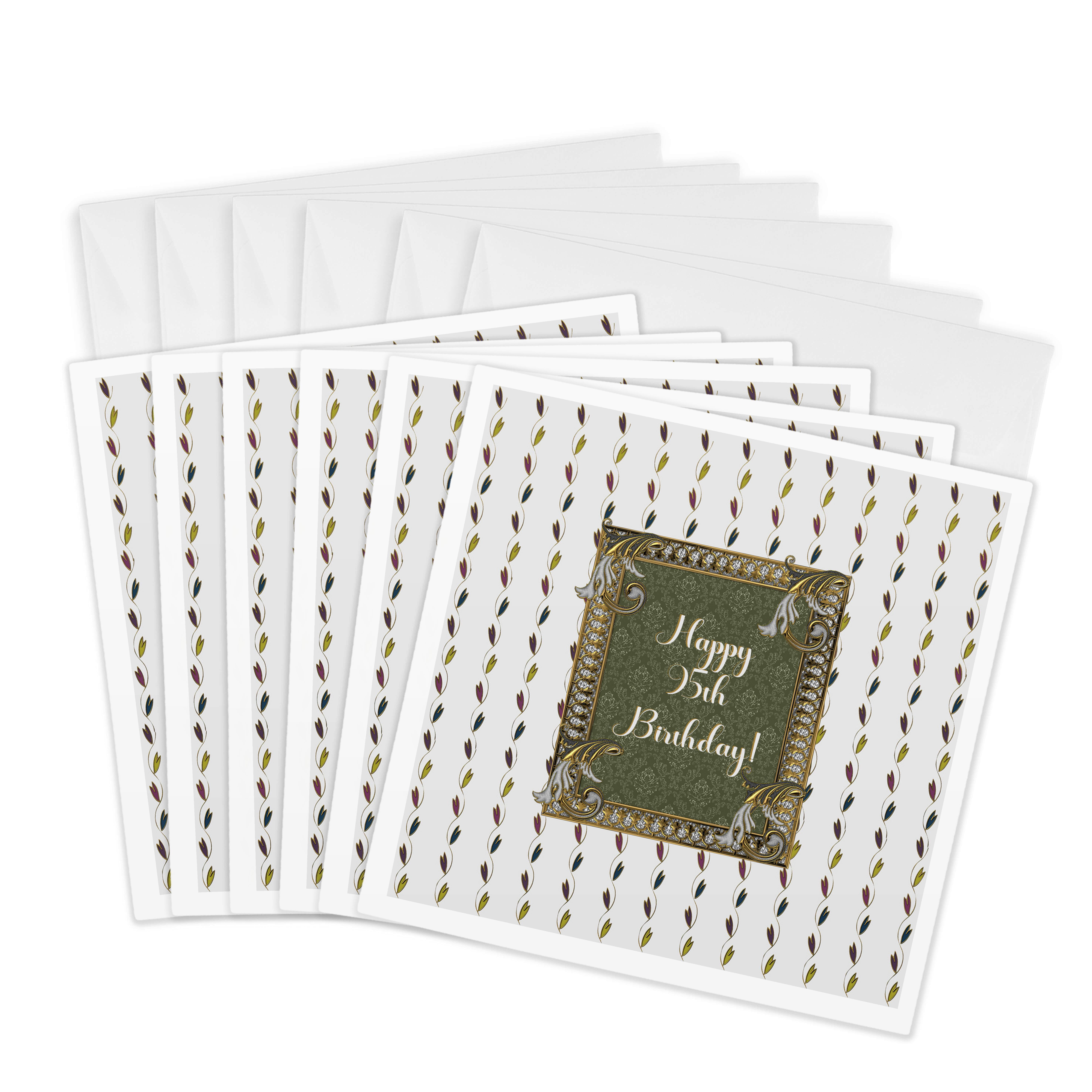 3drose, Image of Happy 95th Birthday, Elegant Frame of Leaves, Green ...