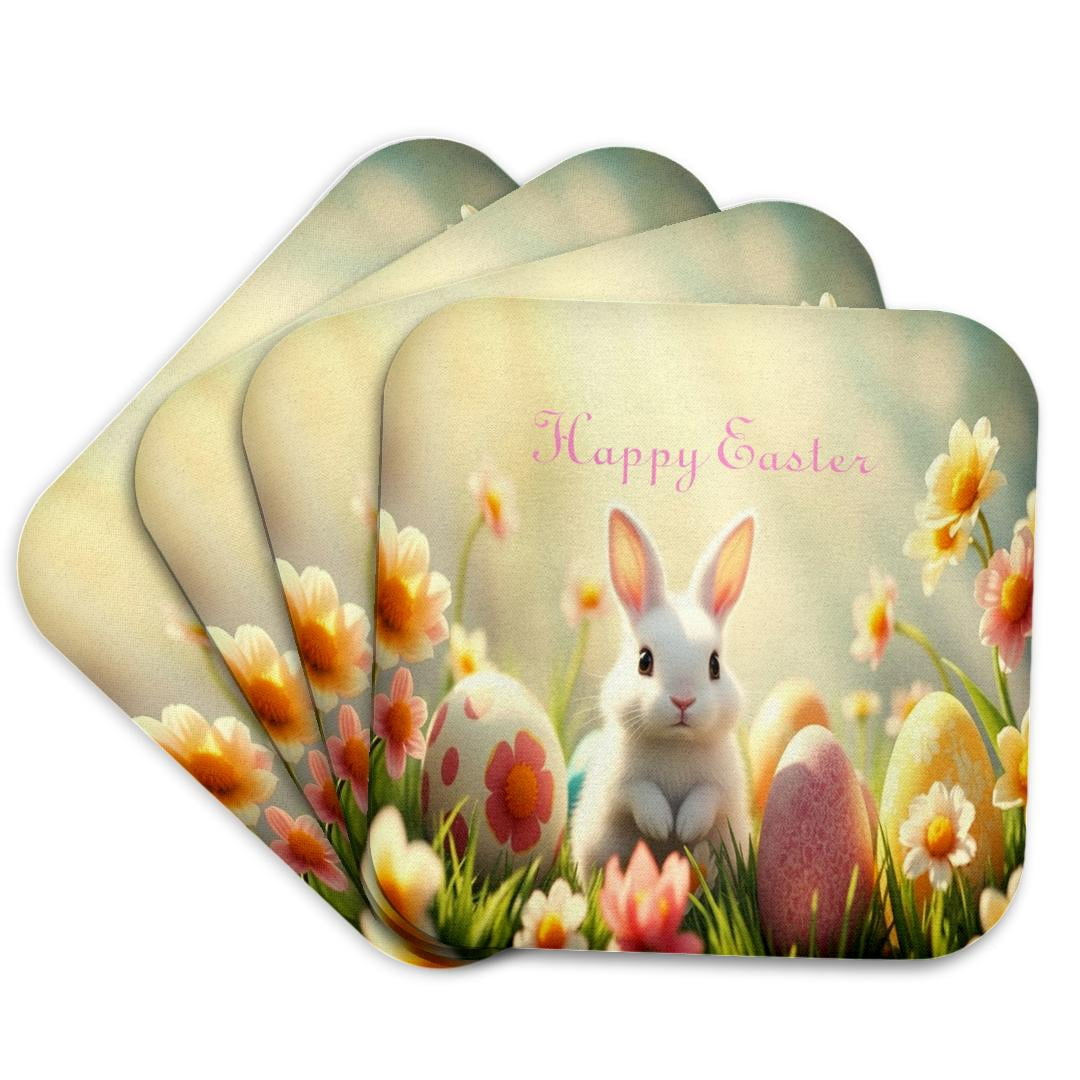 3drose, Image of Happy Easter with White Bunny Amid Color Eggs and ...