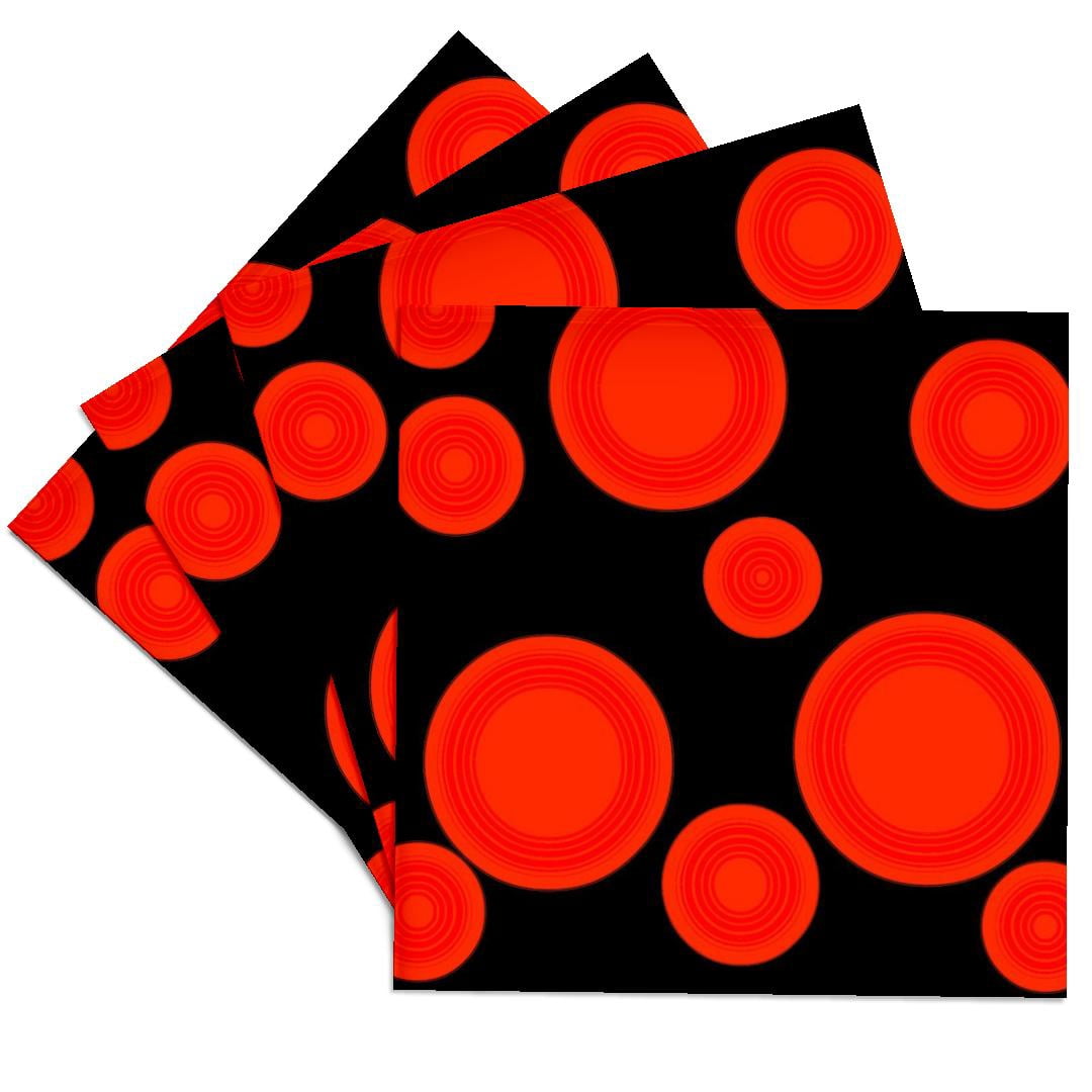 3drose, Image of Huge Red Circle Painting on Black, Set of 4 Ceramic ...