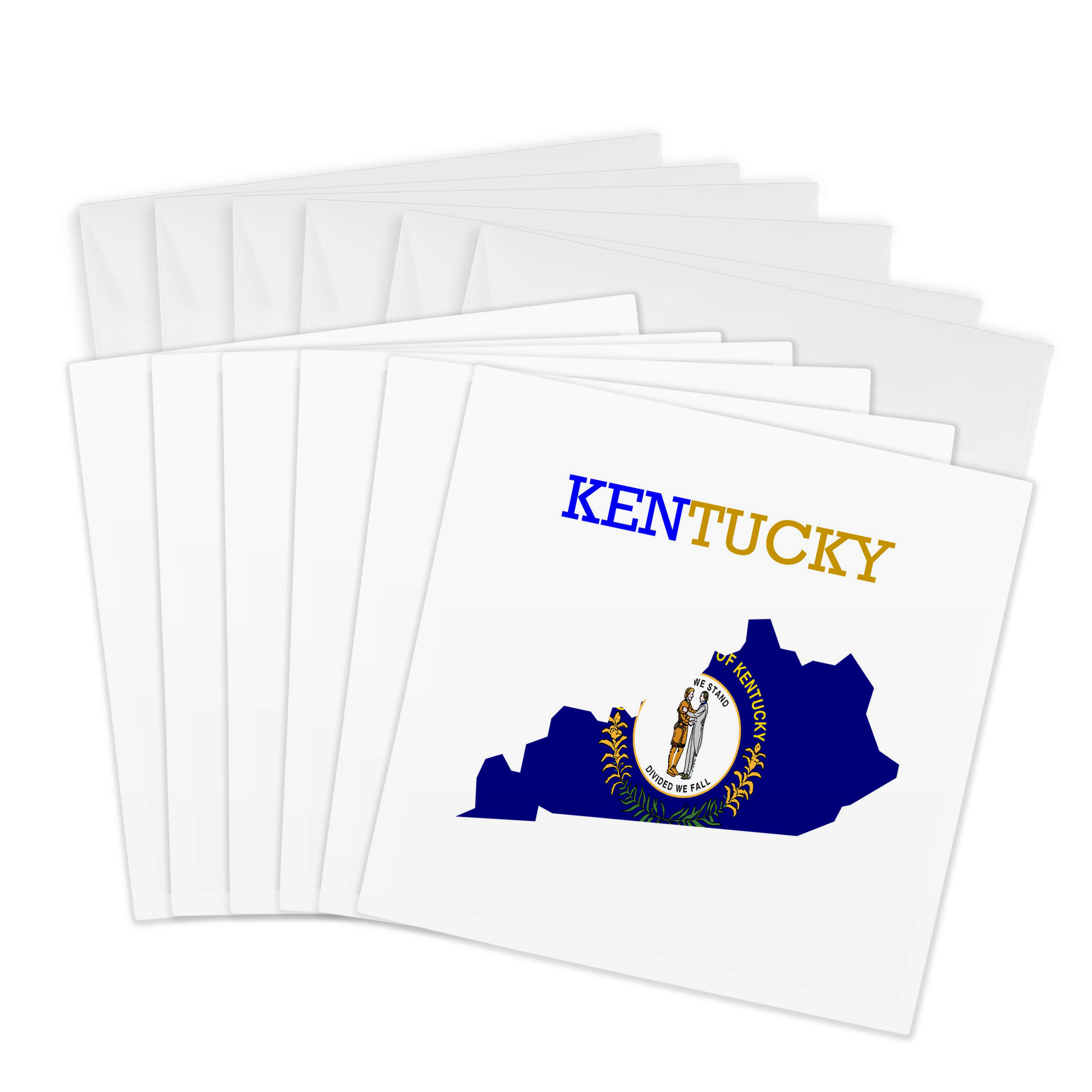 3drose, Image of Kentucky Flag Ion Outline of State, 6 Greeting Cards ...