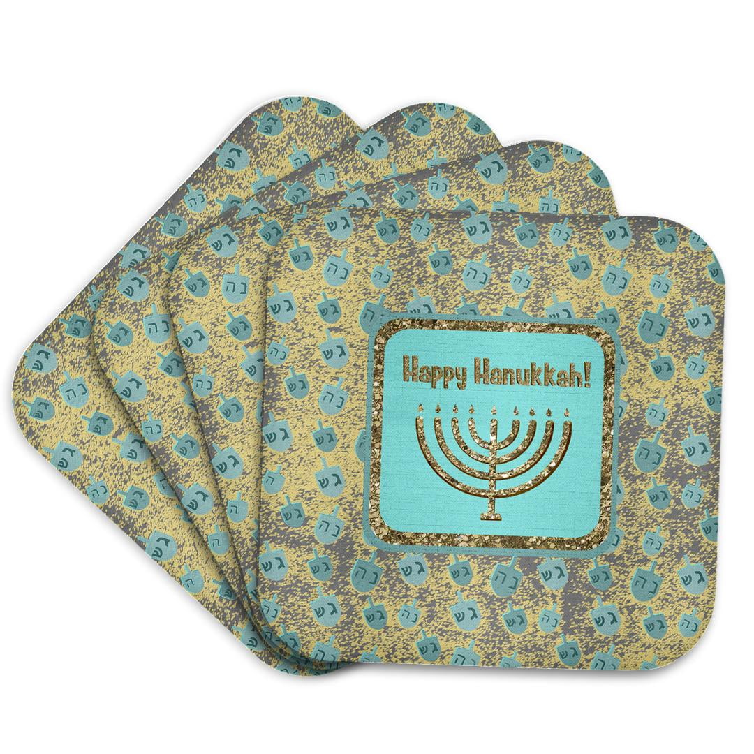3drose, Image of Memorah on Dreidel Design, Happy Hanukkah, Aqua and ...