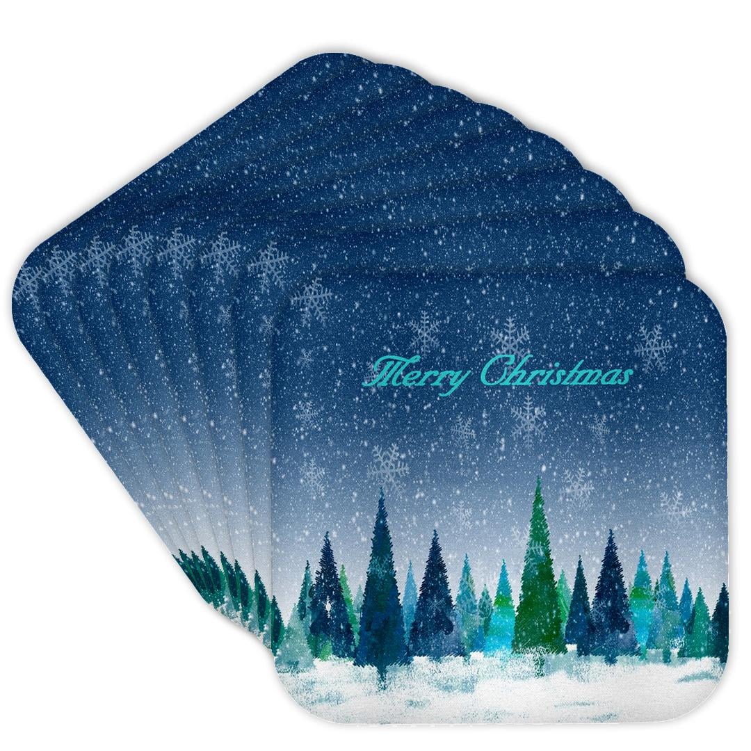 3drose, Image of Merry Christmas in Aqua and Blue Sky and Tree Design ...