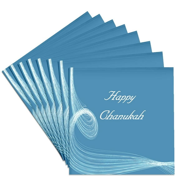 3drose, Image of Modern Swirl on Aqua Says Happy Chanukah in White, Set ...