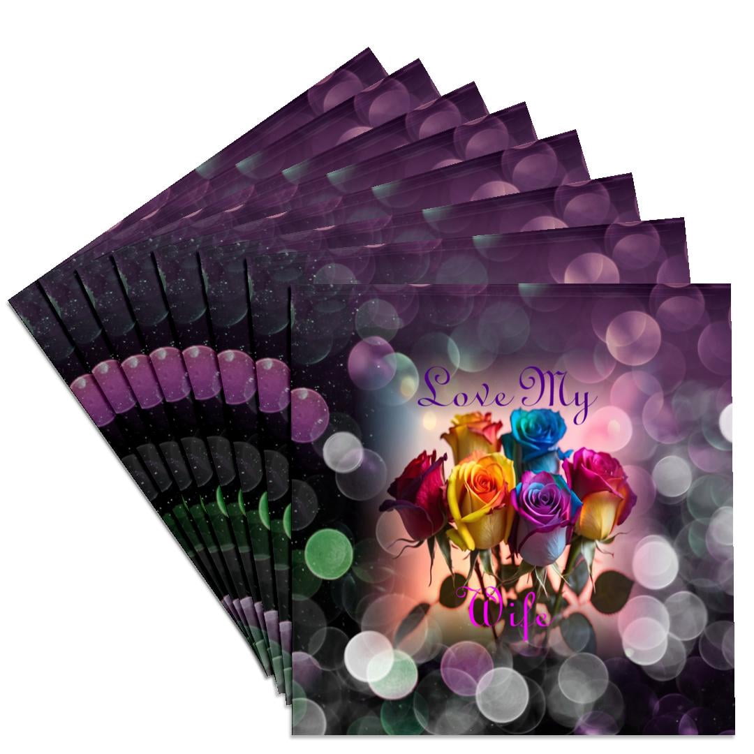 3drose, Image of Multi Colored Roses and I Love My Wife on Bokeh, Set ...