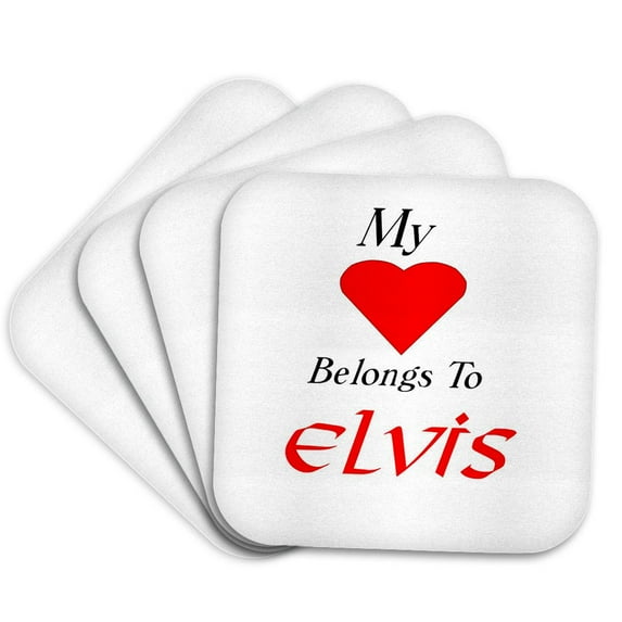 3drose, Image of My Heart Belongs to Elvis with Red Heart, Set of 4 ...