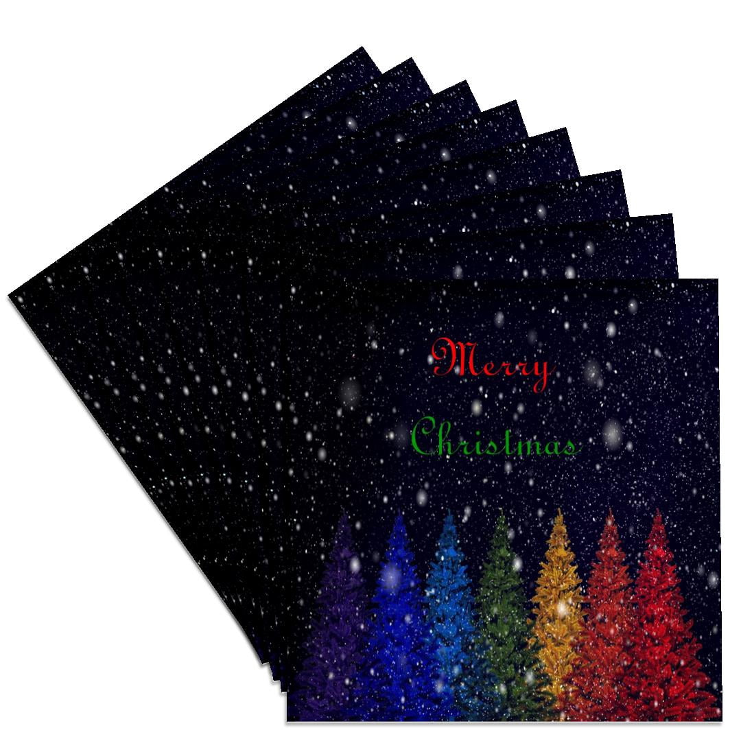 3drose, Image of Night Sky with Snow and Red Blue Gold Christmas Trees ...