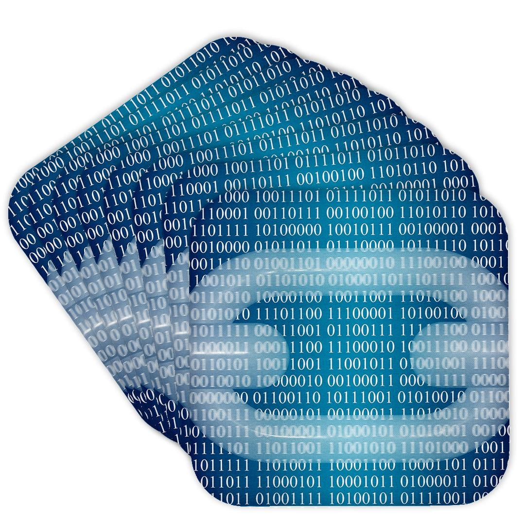 3drose, Image of Ones, Zeros on Blue. Chain Link. Blockchain Finance ...