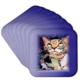 3drose, Image of Painted Cat Upclose on Purple Gradient, Set of 8 ...