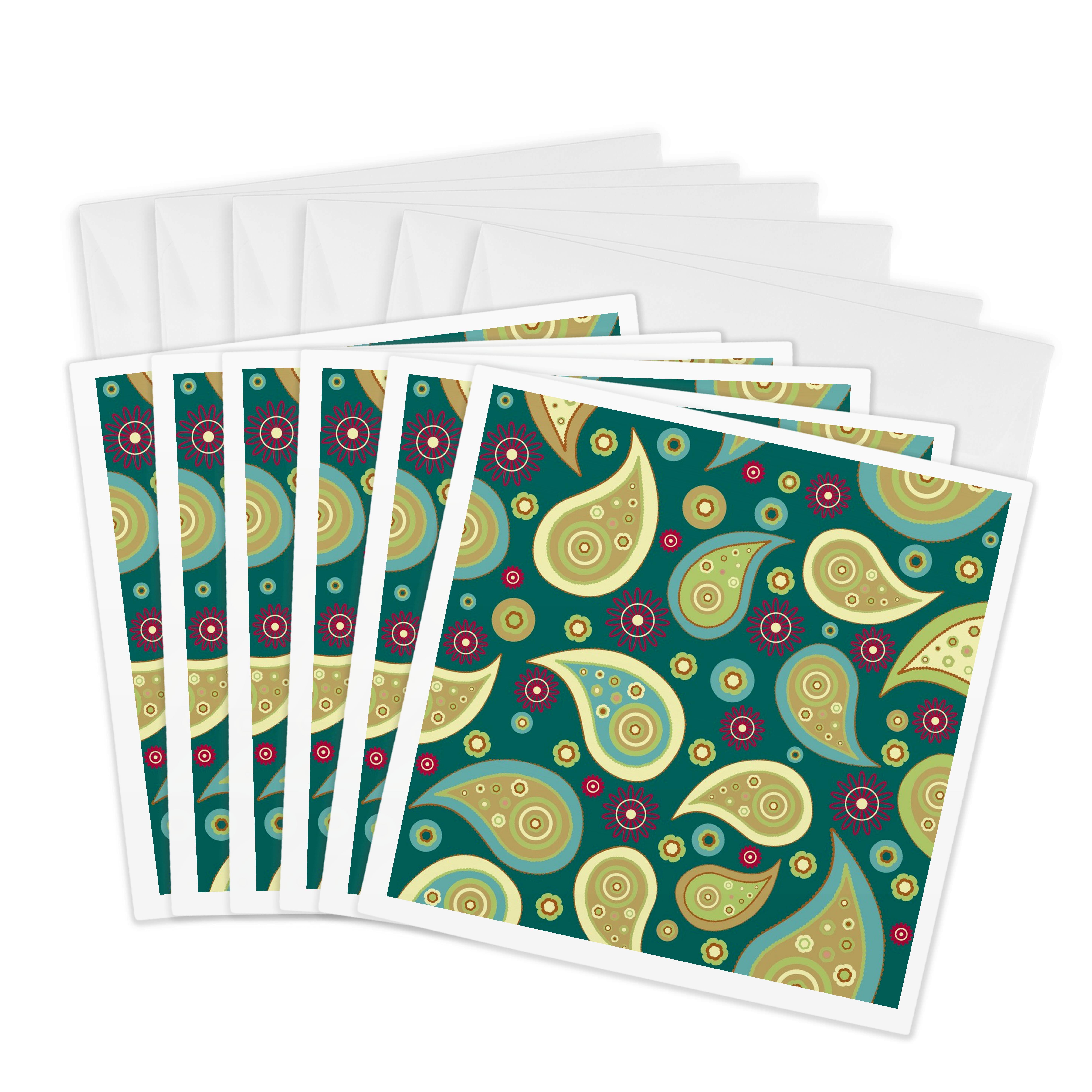 3drose, Image of Paisley Aqua Chartreuse on Teal Toss Pattern, 6 ...