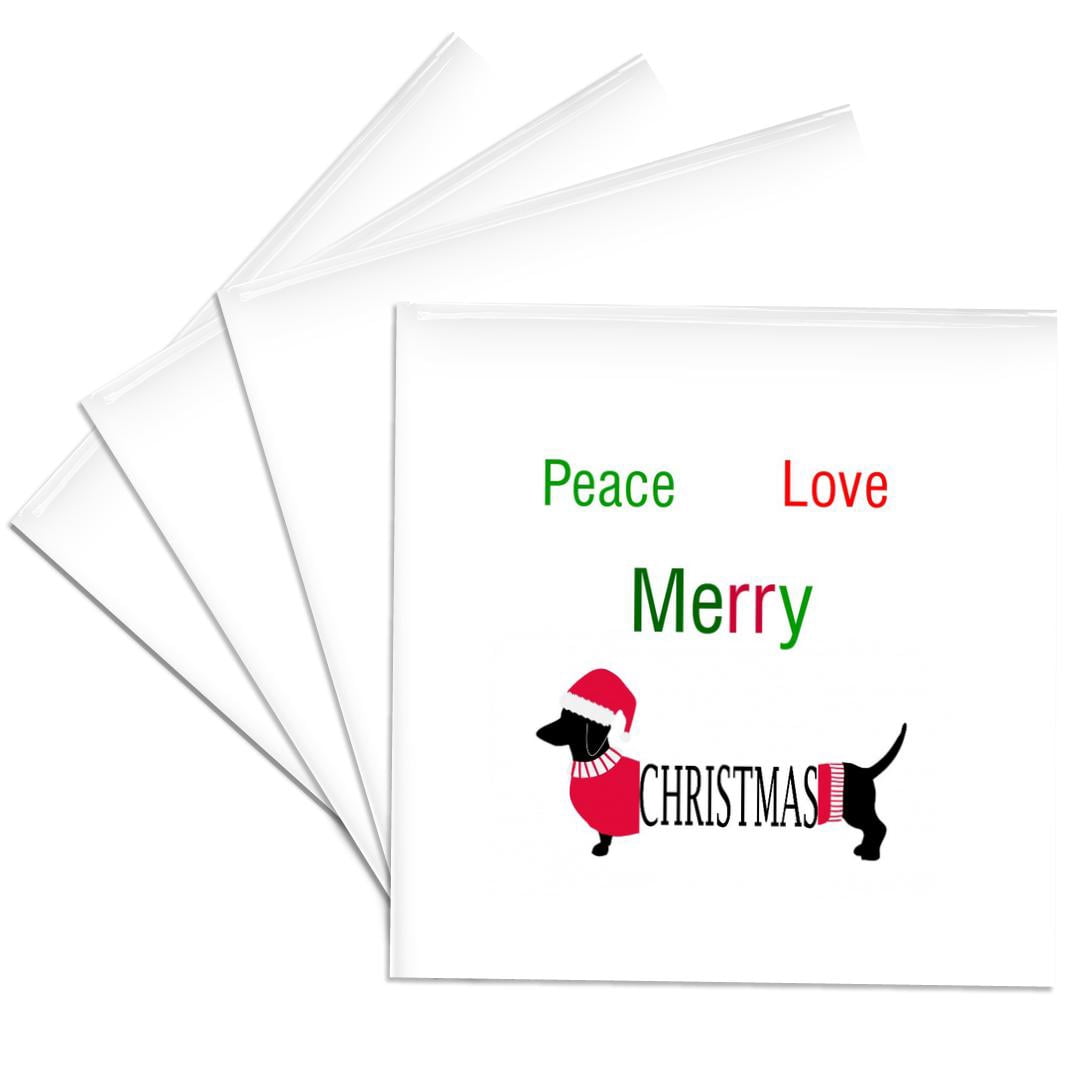 3drose, Image of Peace Love and Merry Christmas with Dog in Santa Hat ...