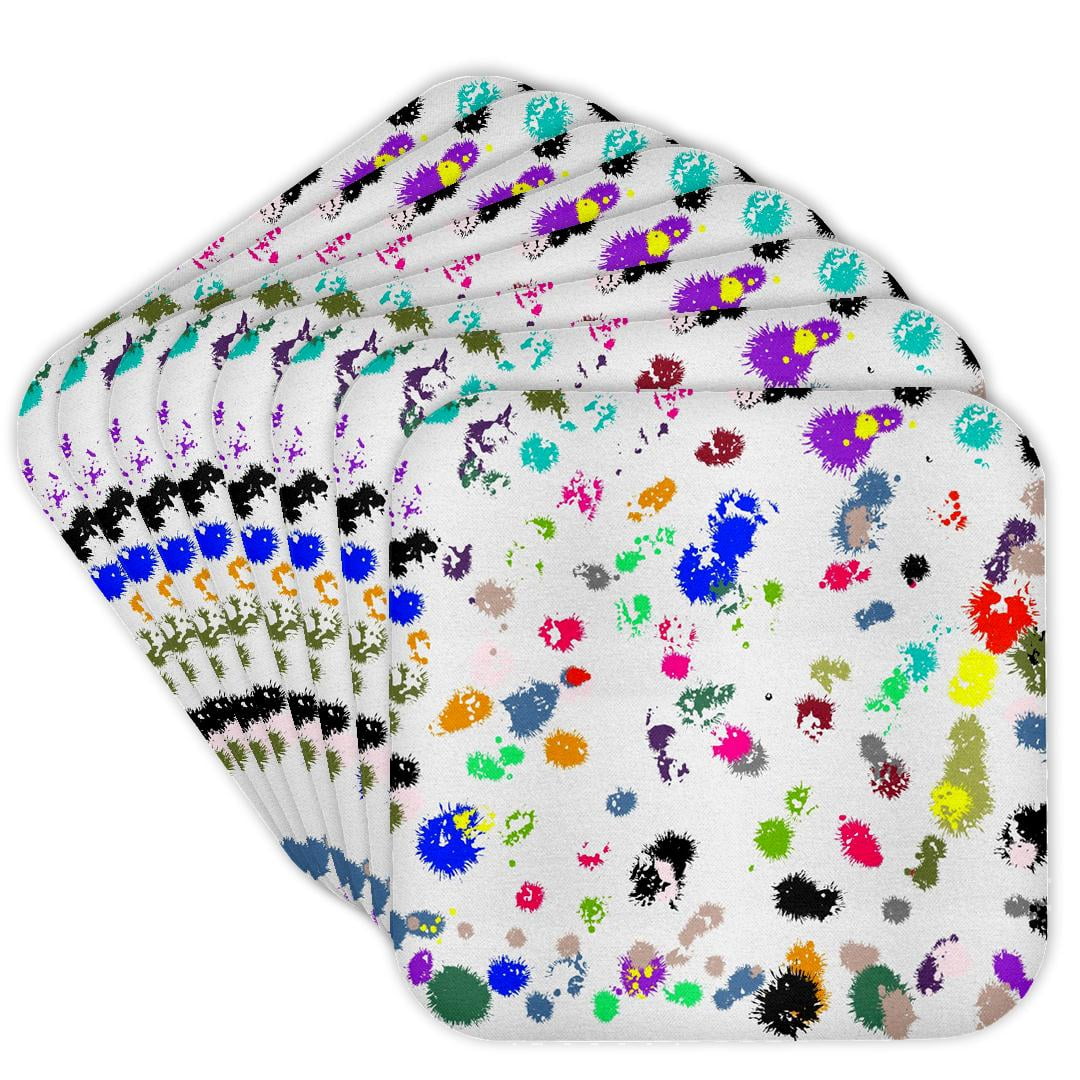 3drose, Image of Pretty Black and Tan Beaded Circles Intertwine Painting, Set of 8 Coasters ...