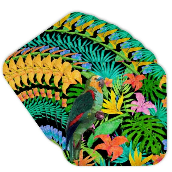 3drose, Image of Pretty Parrot Painting with Lush Jungle Background ...