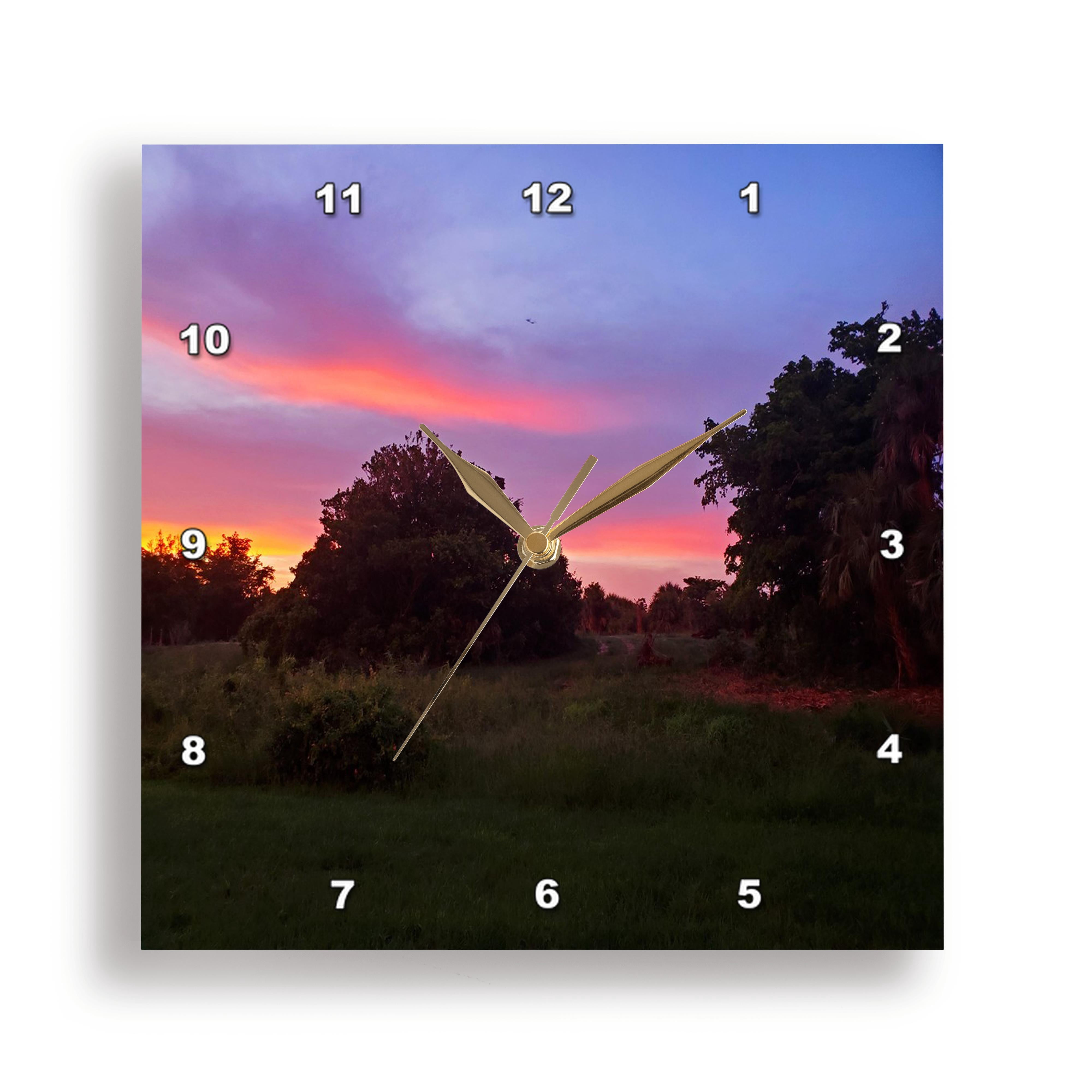 3drose, Image of Purple Pink and Yellow Sky with Trees in Silhouette ...