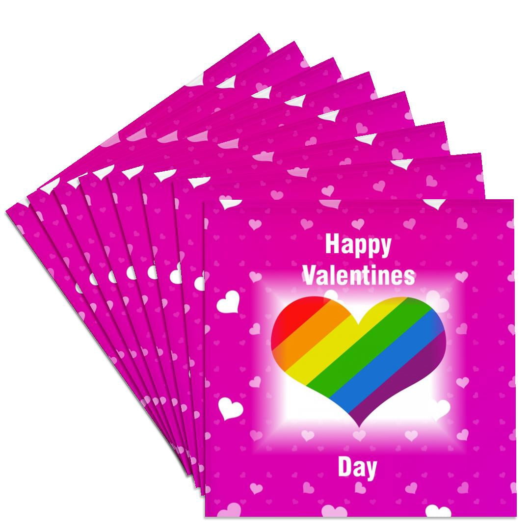 3drose, Image of Rainbow Heart on Fuchsia Says Happy Valentines Day ...