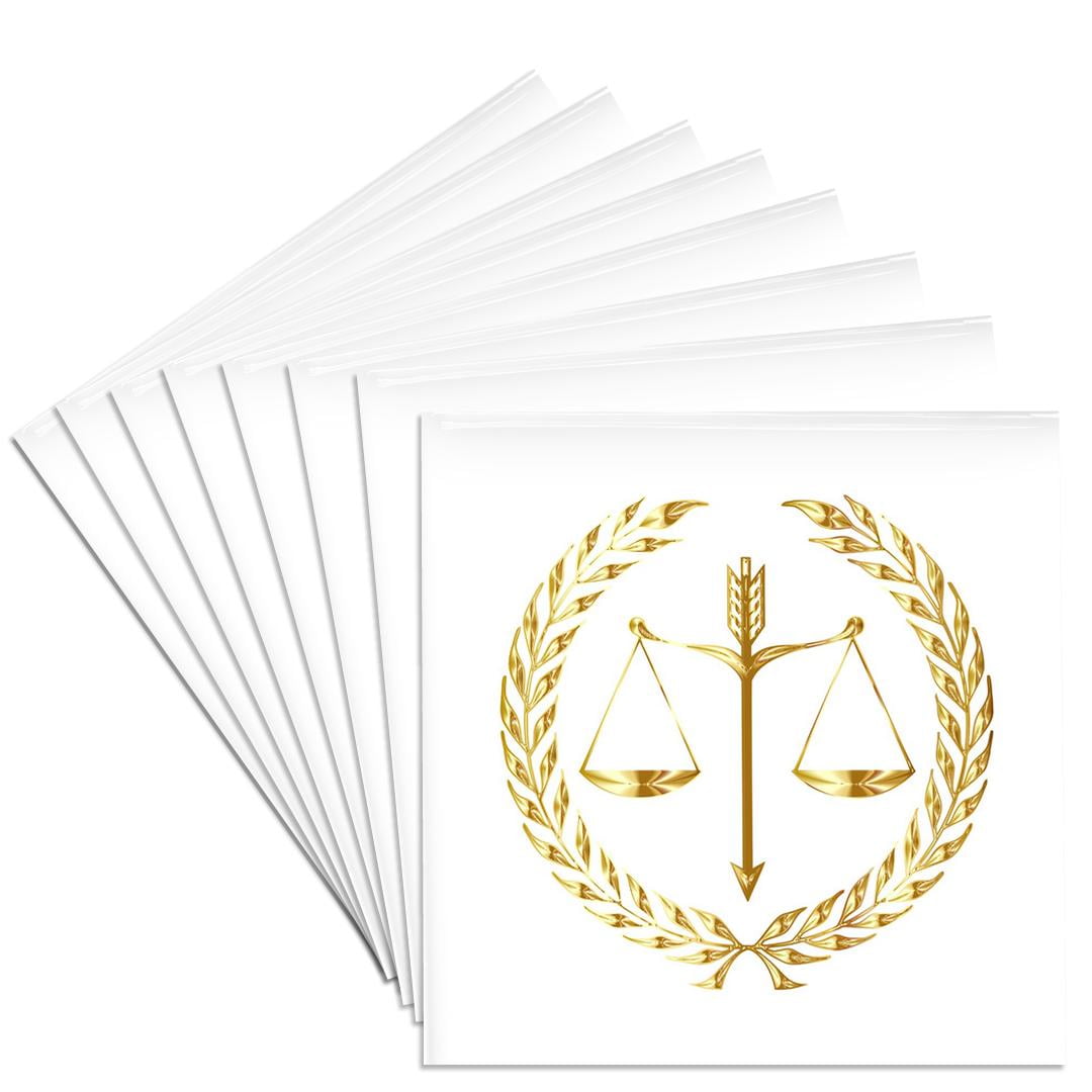 3drose, Image of Scales of Justice in Shiny Gold, Set of 8 Ceramic Tile ...