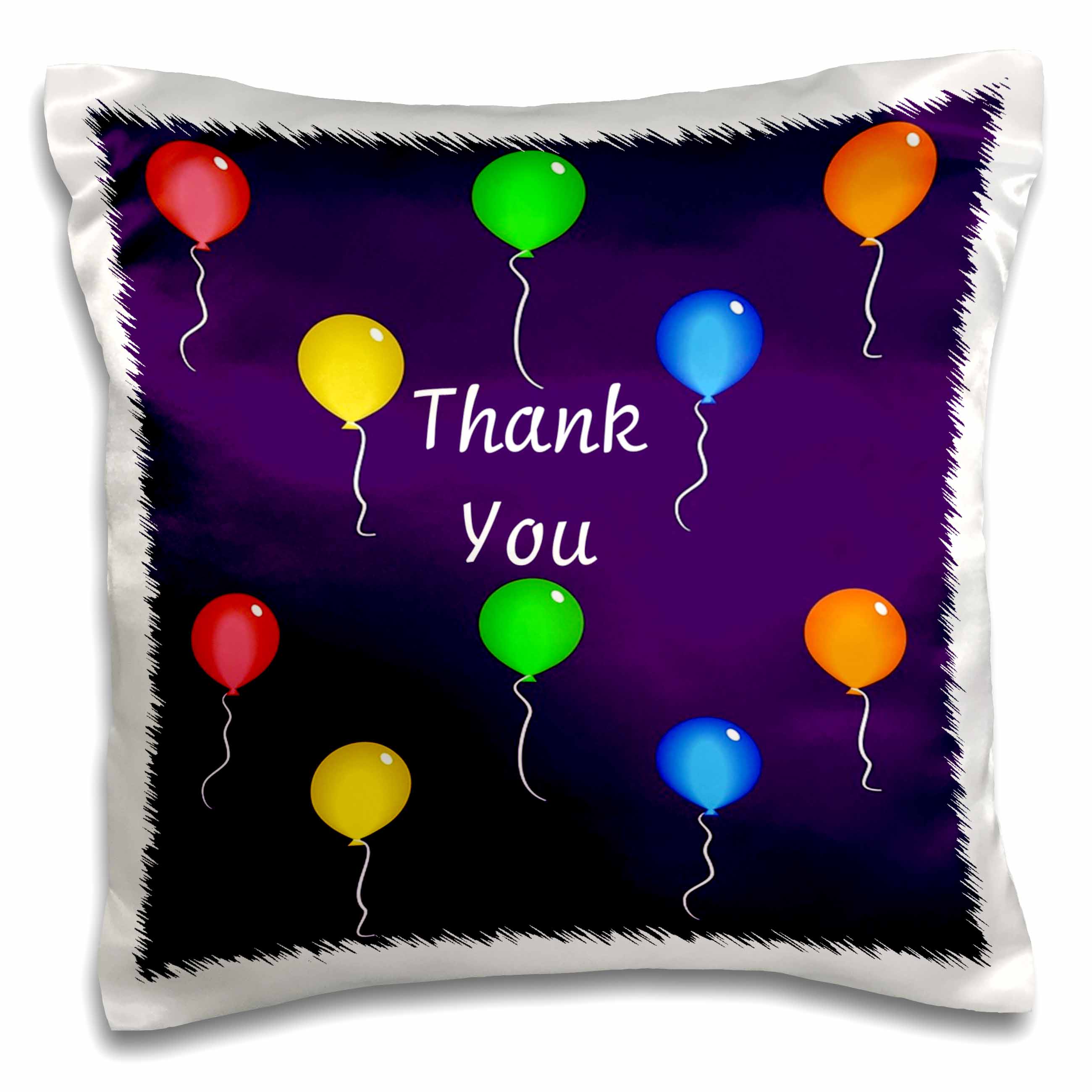3drose, Image of Thank You Words with Balloons on Purple, 16x16 inch ...