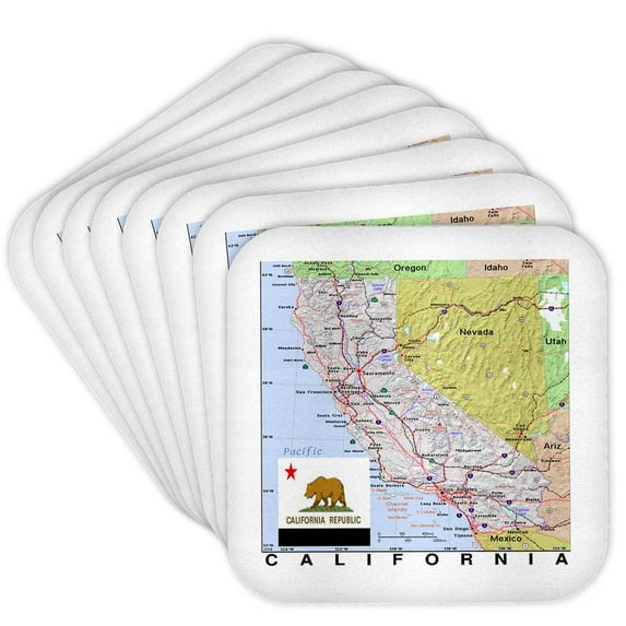 3drose, Image of Topographic Map of California with State Flag, Set of ...
