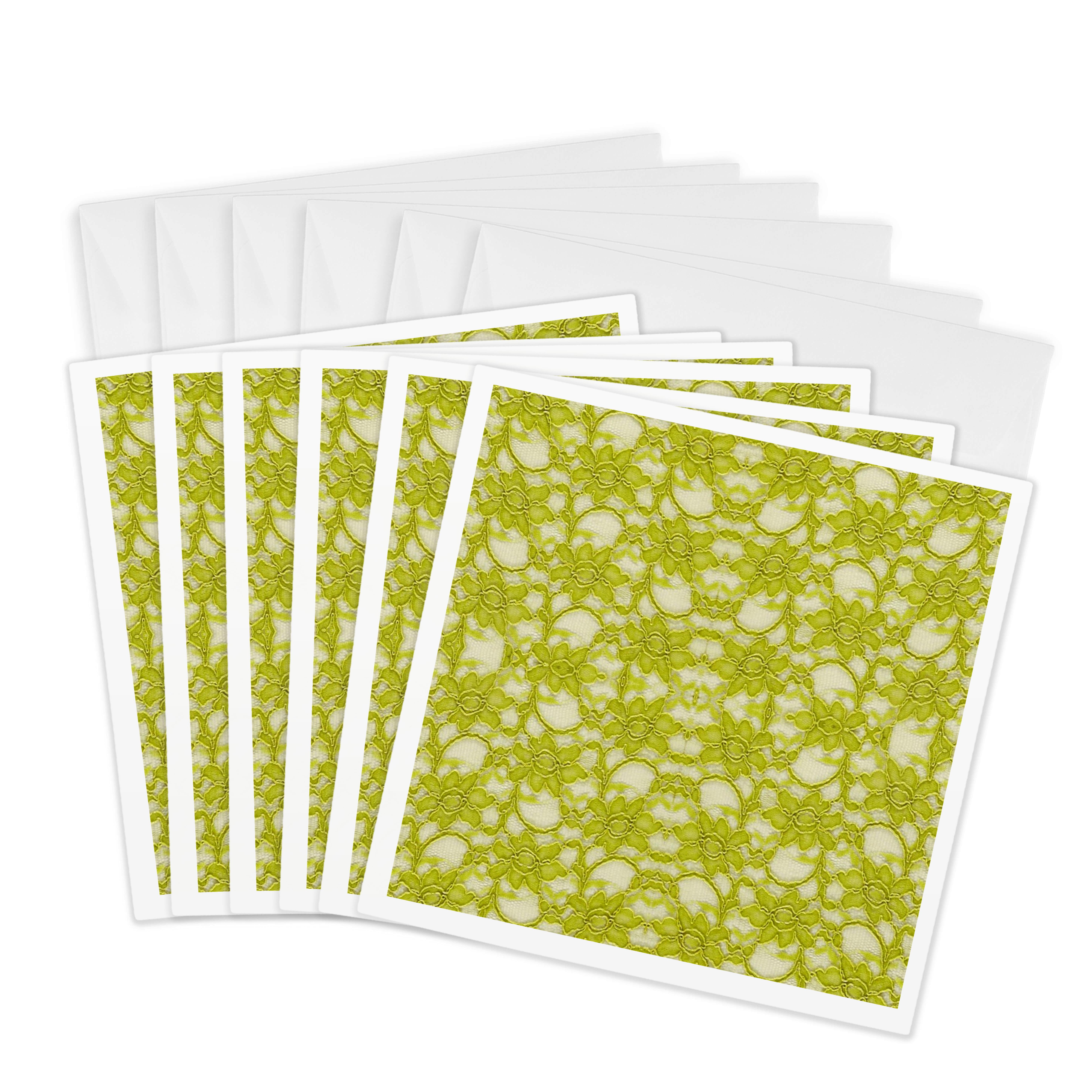 3drose, Image of Trendy Chartreuse Lace, 6 Greeting Cards with ...
