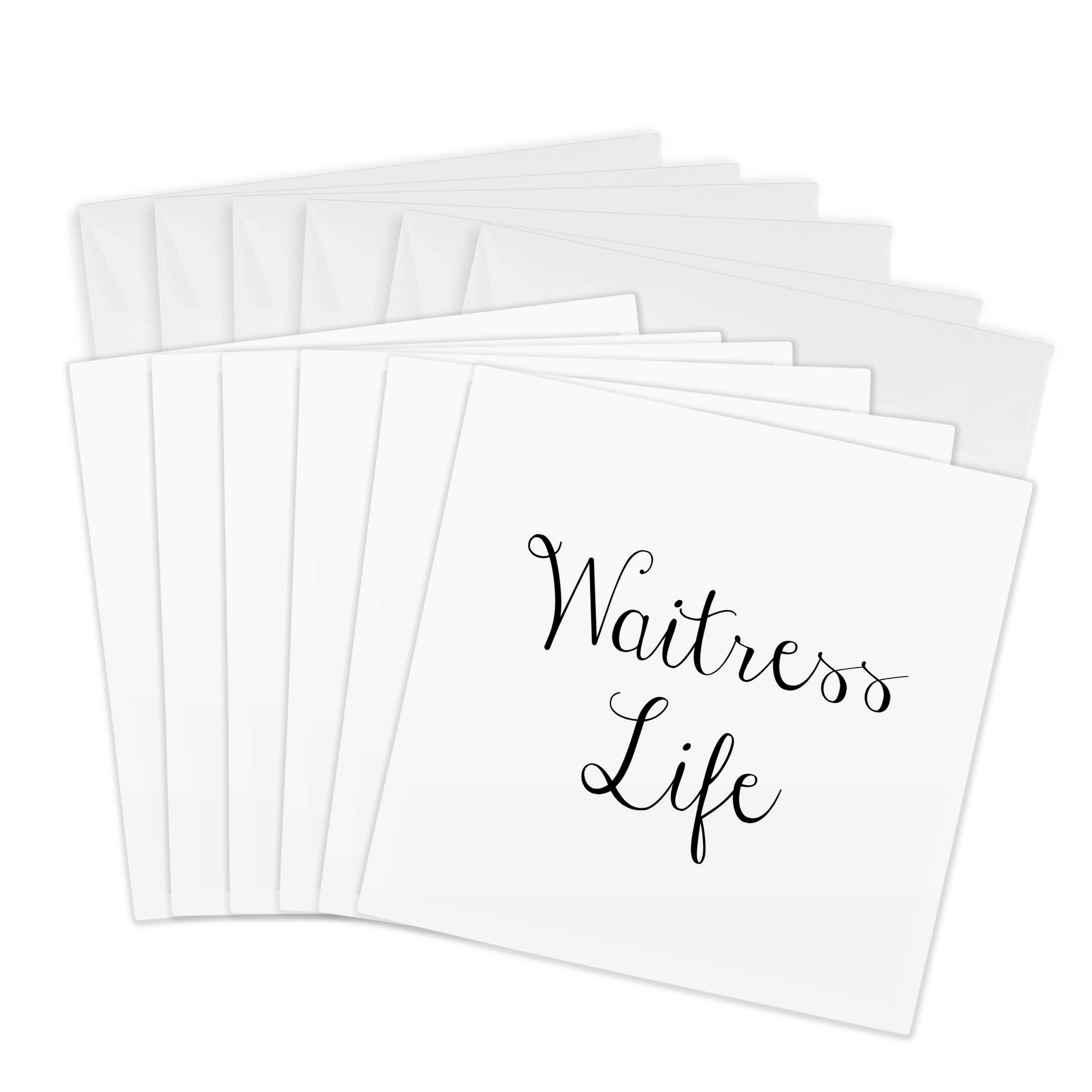 3drose, Image of Waitress Life Quote, 6 Greeting Cards with Envelopes ...