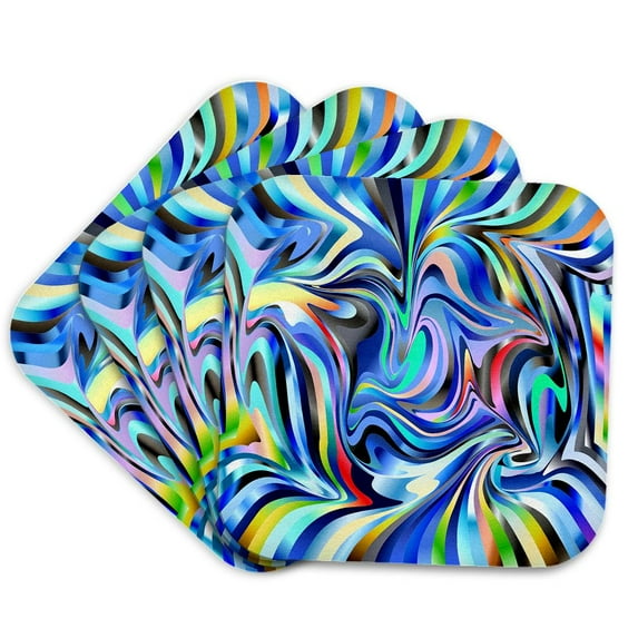 3drose, Image of Wavy Colorful Metallic Ribbons, Set of 4 Coasters ...