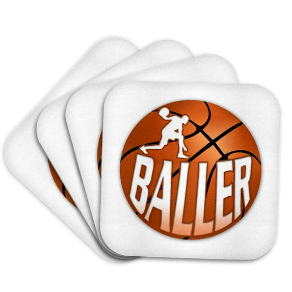 3drose, Image of Word Baller with Basketball, Set of 4 Coasters - Cork ...