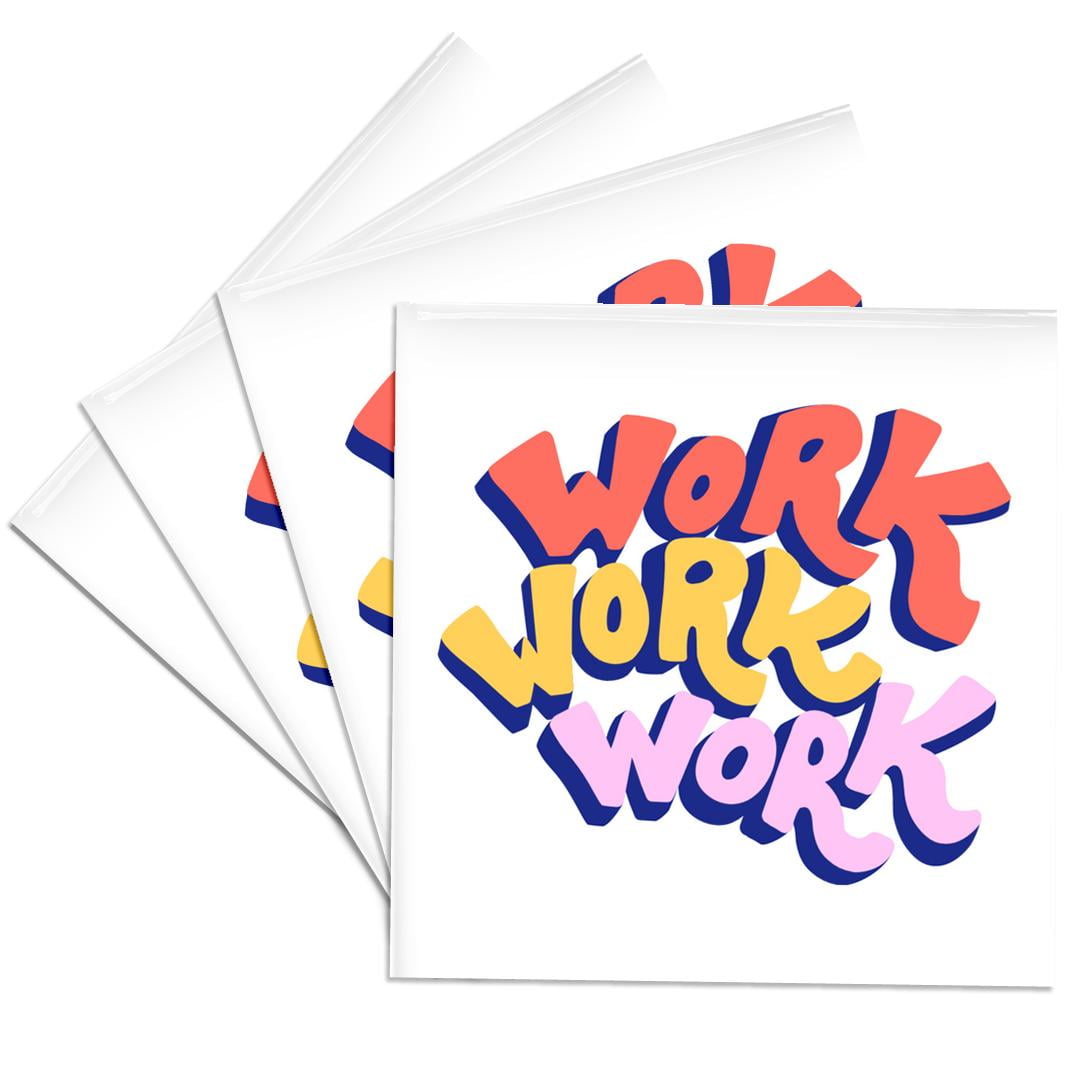 3drose, Image of Work Work Work Quote, Set of 4 Ceramic Tile Coasters ...