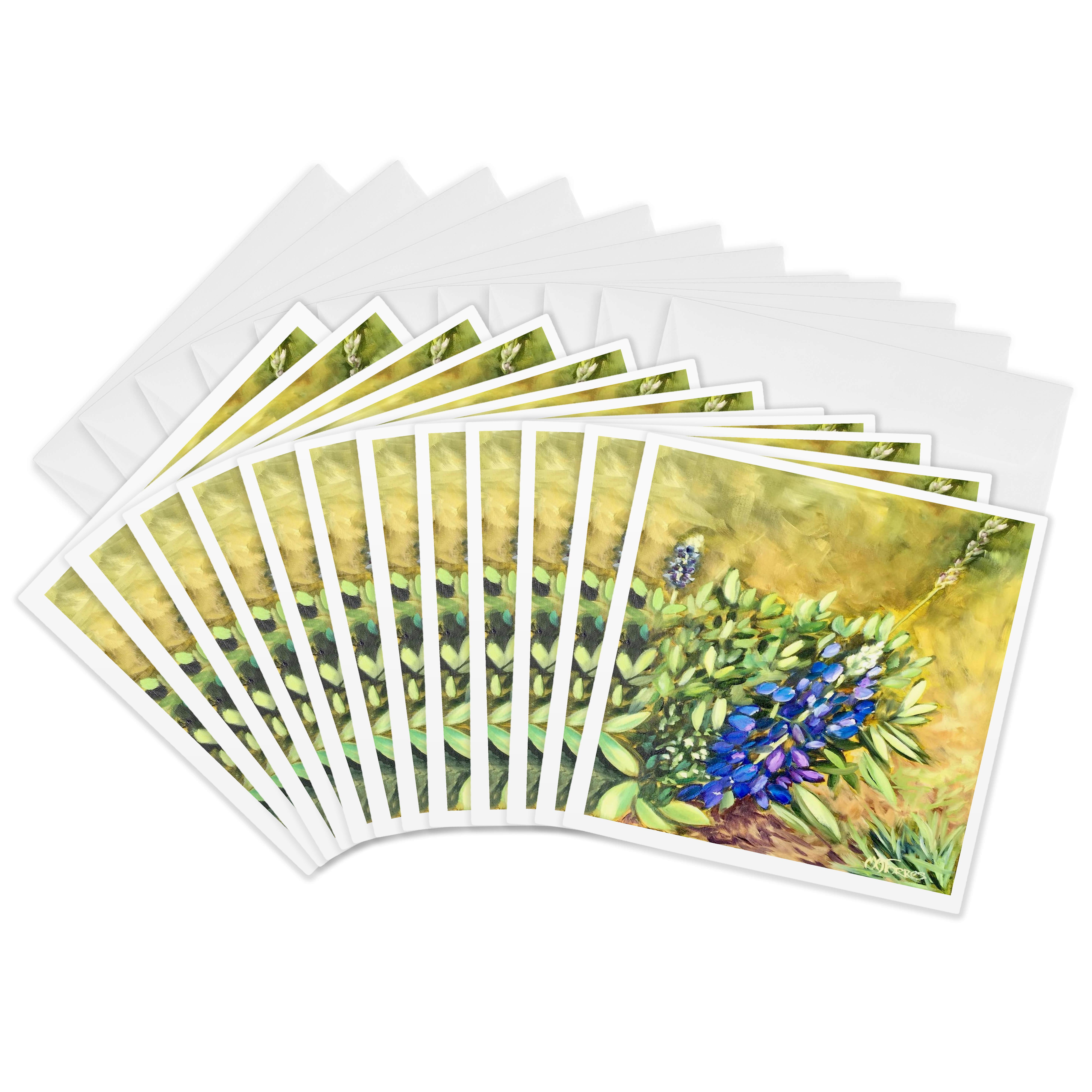 3drose, Image of a Bluebonnet with Foliage, 12 Greeting Cards with ...