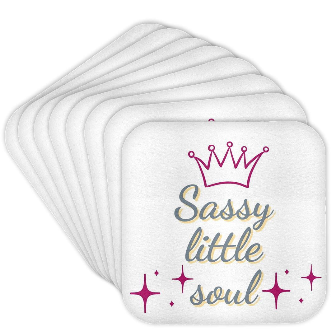 3drose, Image of a Crown with Text of Sassy Little Soul, Set of 8 ...