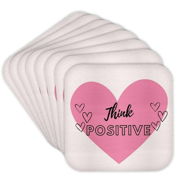 3drose, Image of a Heart with a Text of Think Positive, Set of 8 ...