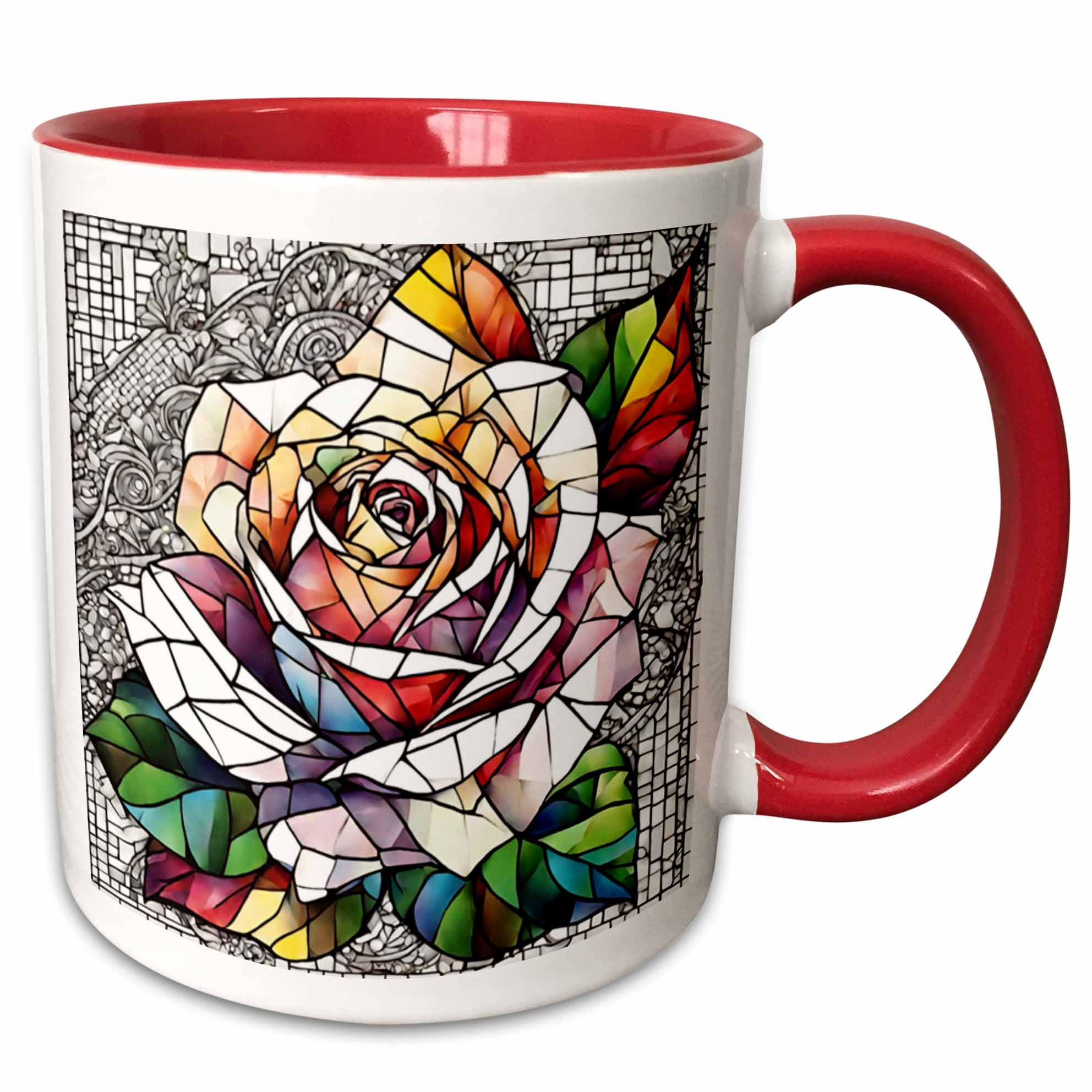 3drose, Image of a Stained Glass Rose Delicate Color with Bright Areas ...