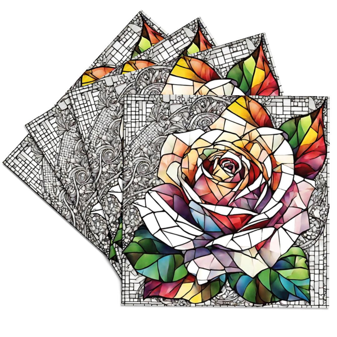 3drose, Image of a Stained Glass Rose Delicate Color with Bright Areas ...