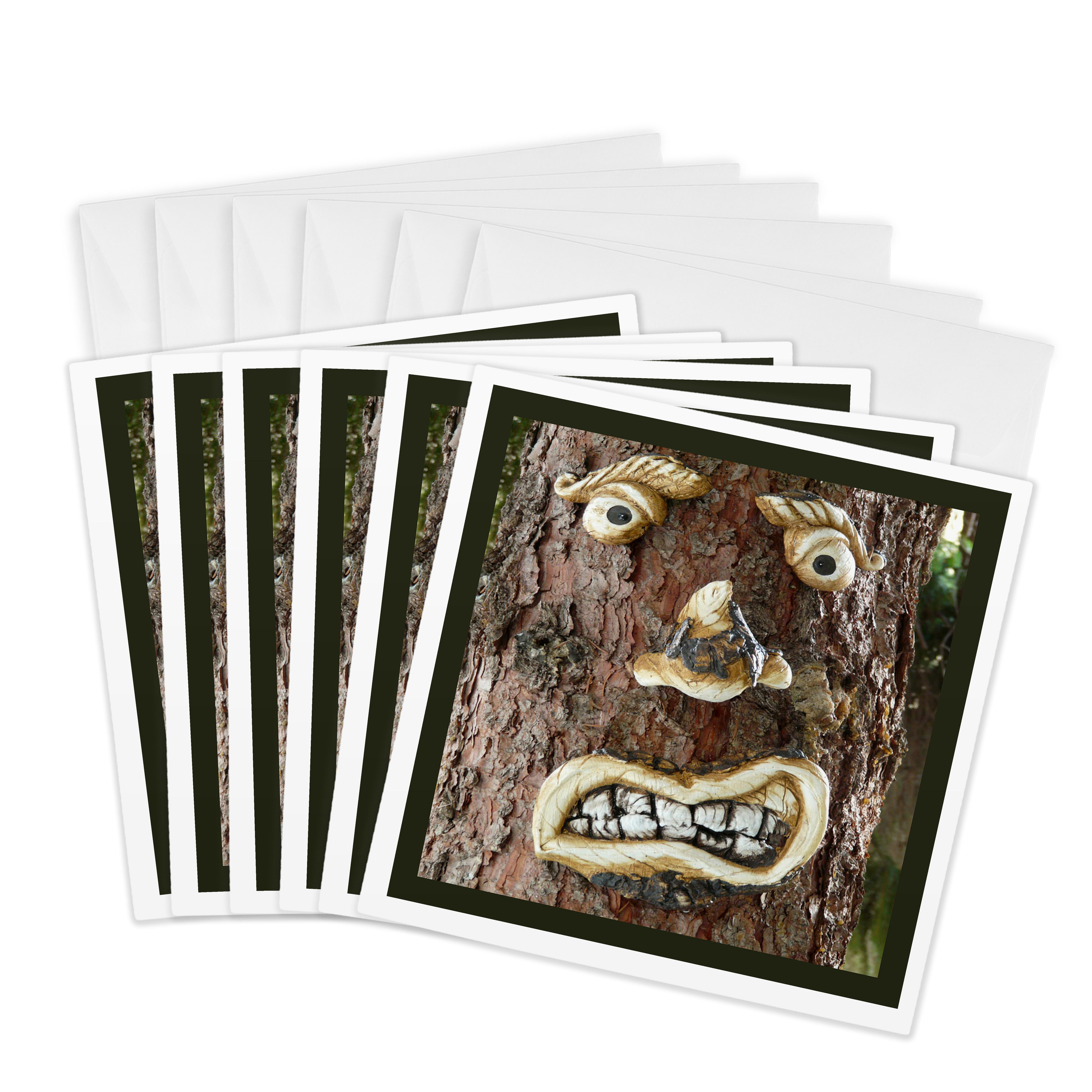 3drose, Image of an Angry Tree Face, 6 Greeting Cards with Envelopes ...