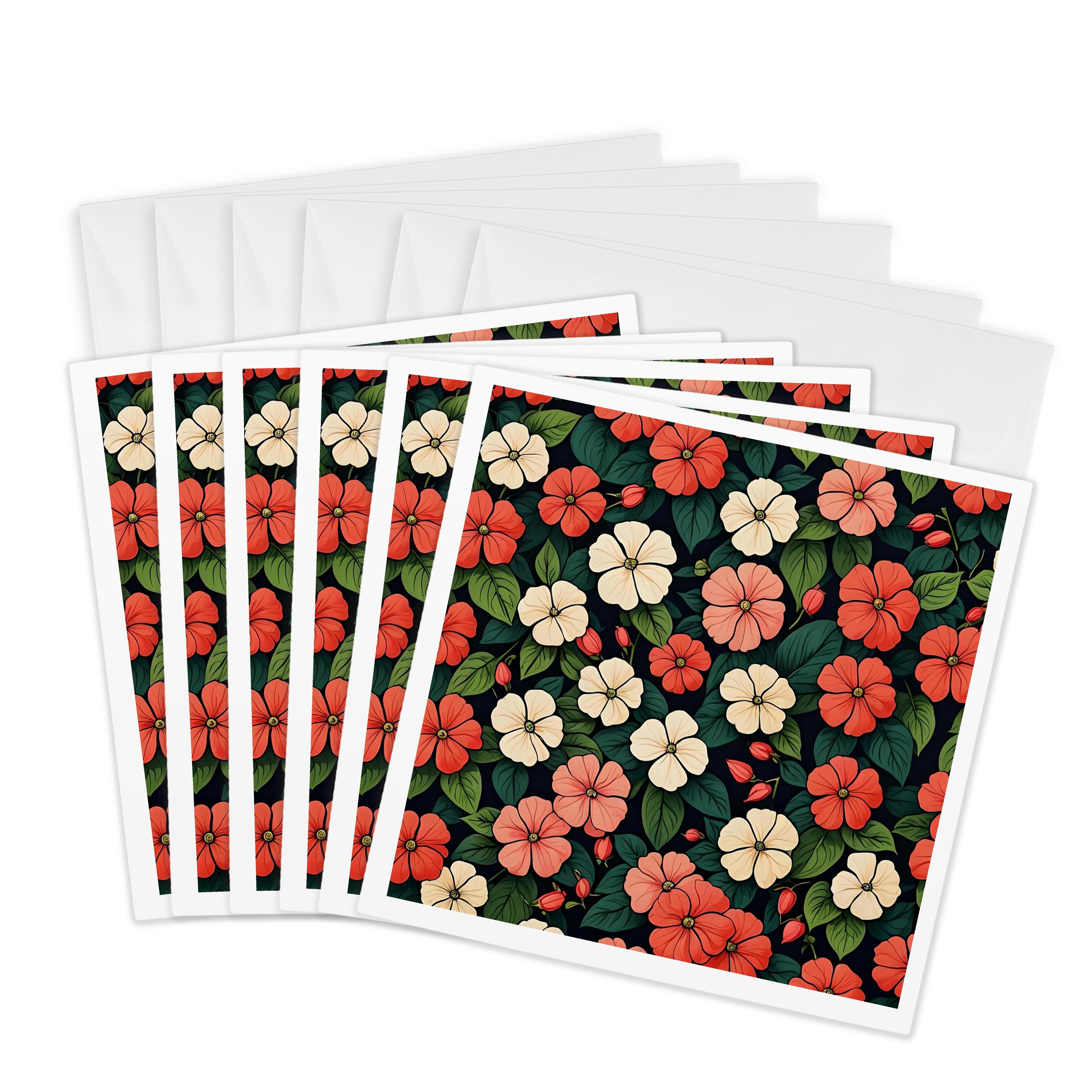 3drose, Impatiens Flower Background Retro Style, 6 Greeting Cards with ...