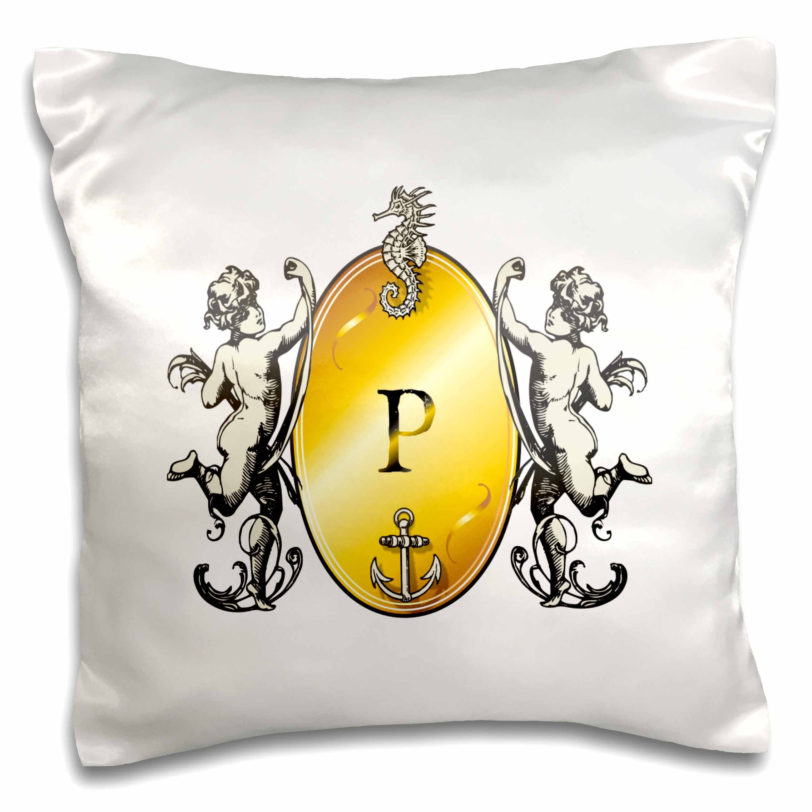 3drose, Initial P- Image of Nautical Monogram with Cherubs Seahorse and ...