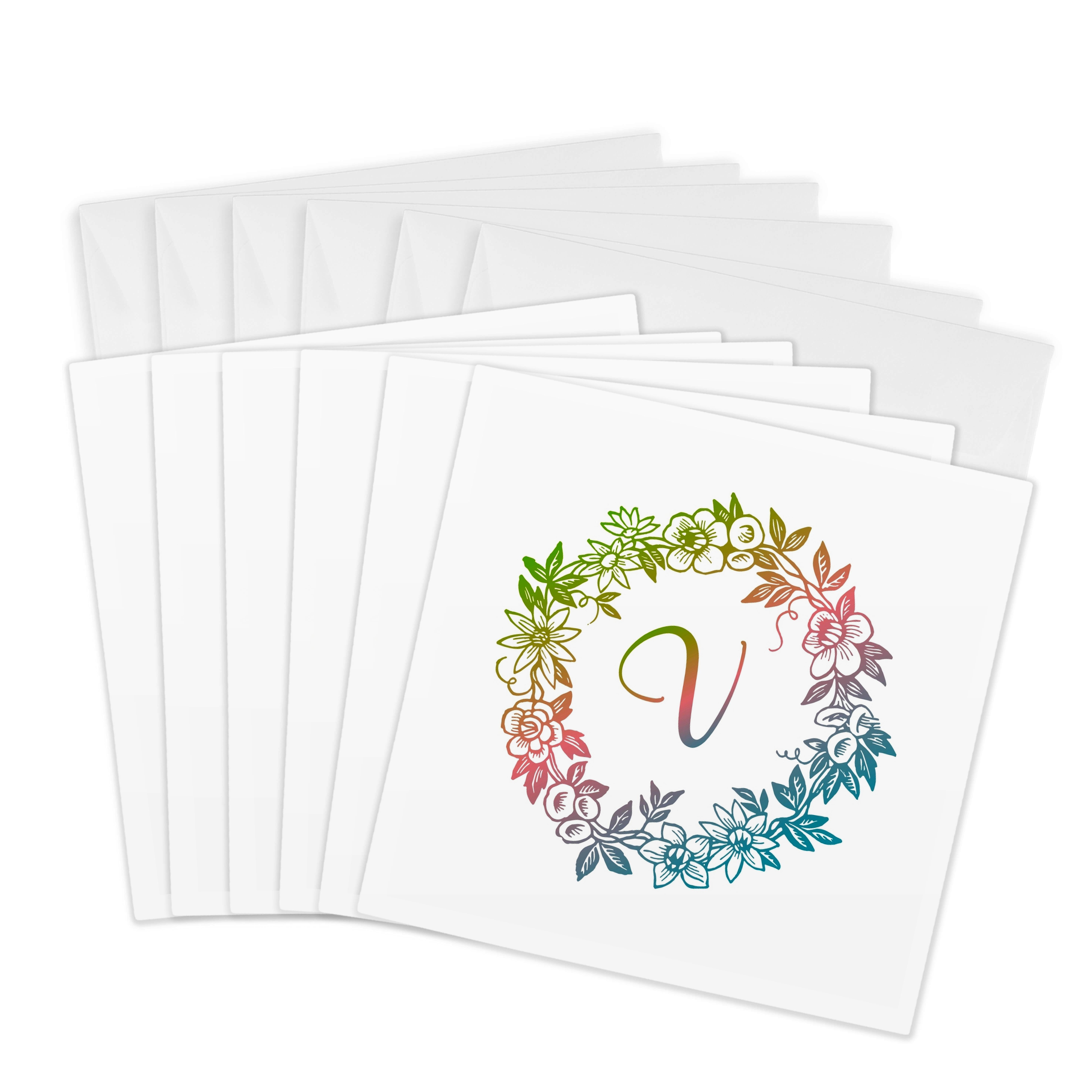 3drose, Initial V- Circular Flower Motif in Softly Blended Green Pink ...